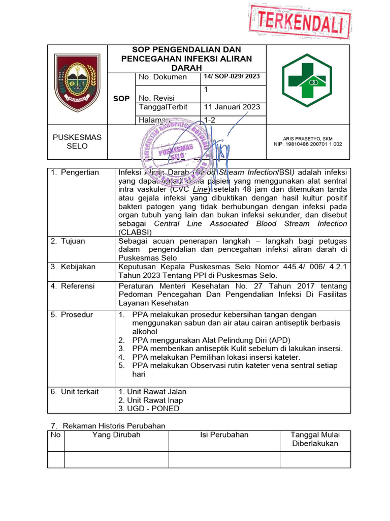 Sop Pencegahan Infeksi Aliran Darah | PDF