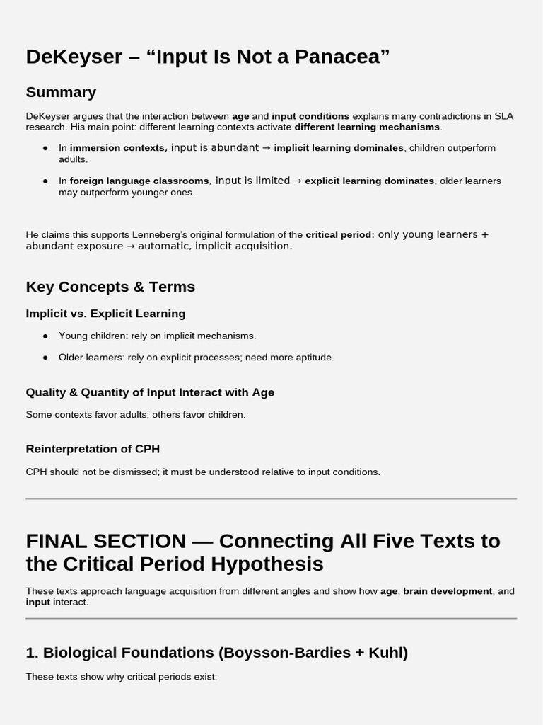 DeKeyser – “Input is Not a Panacea” | PDF