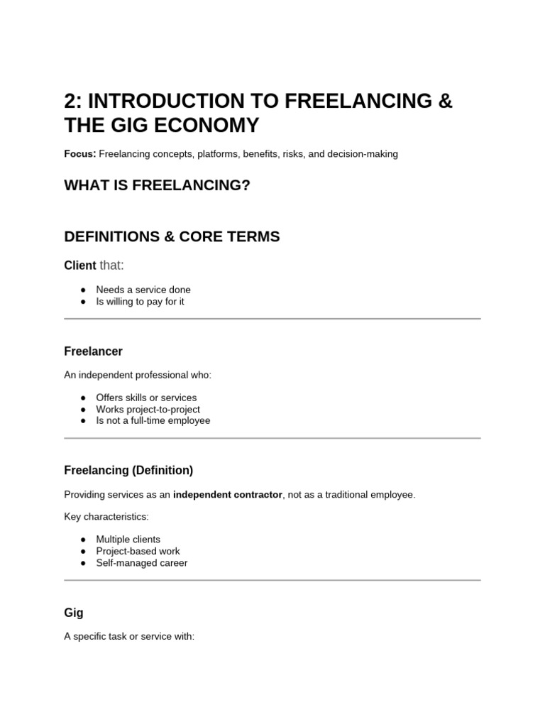 2 - Learning Framework - Introduction To Freelancing & The Gig Economy ...
