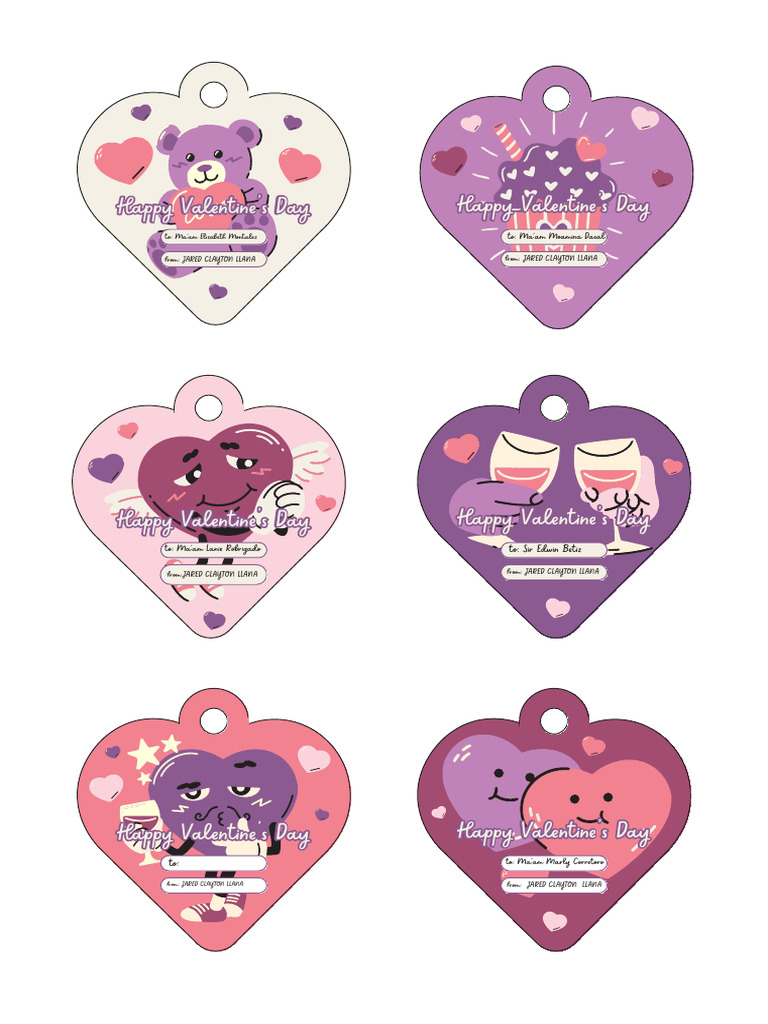 Pastel Purple Cute Illustrative Valentine's Day Tag Document (A4 ...