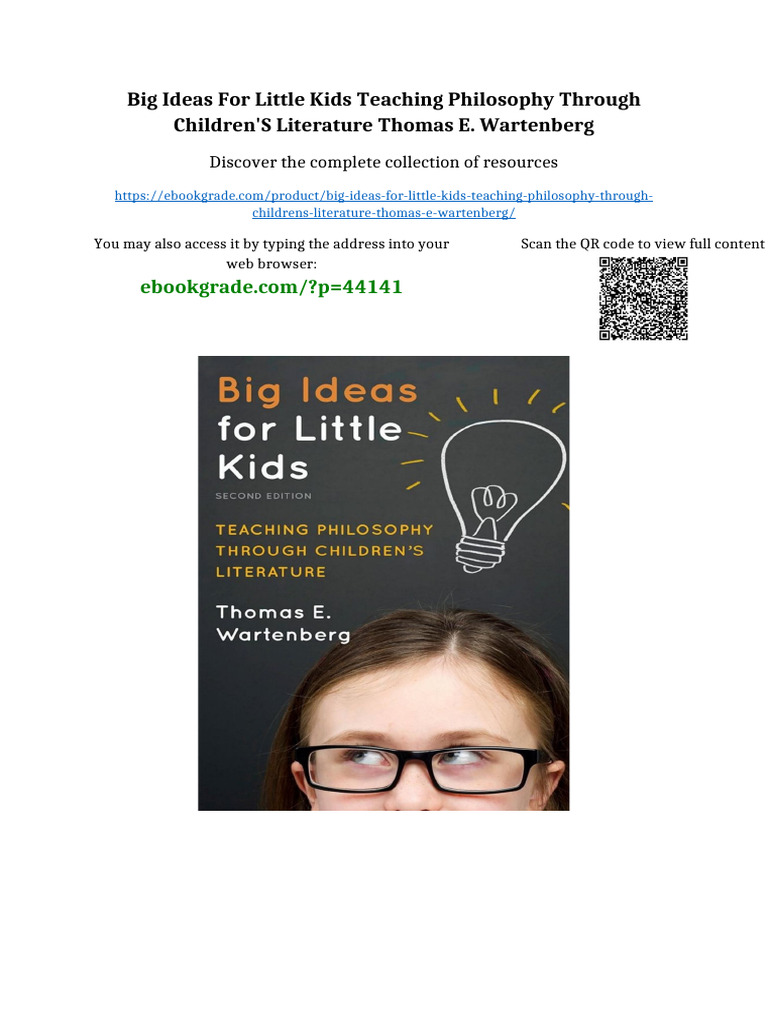 Big Ideas for Little Kids Teaching Philosophy through Children's ...