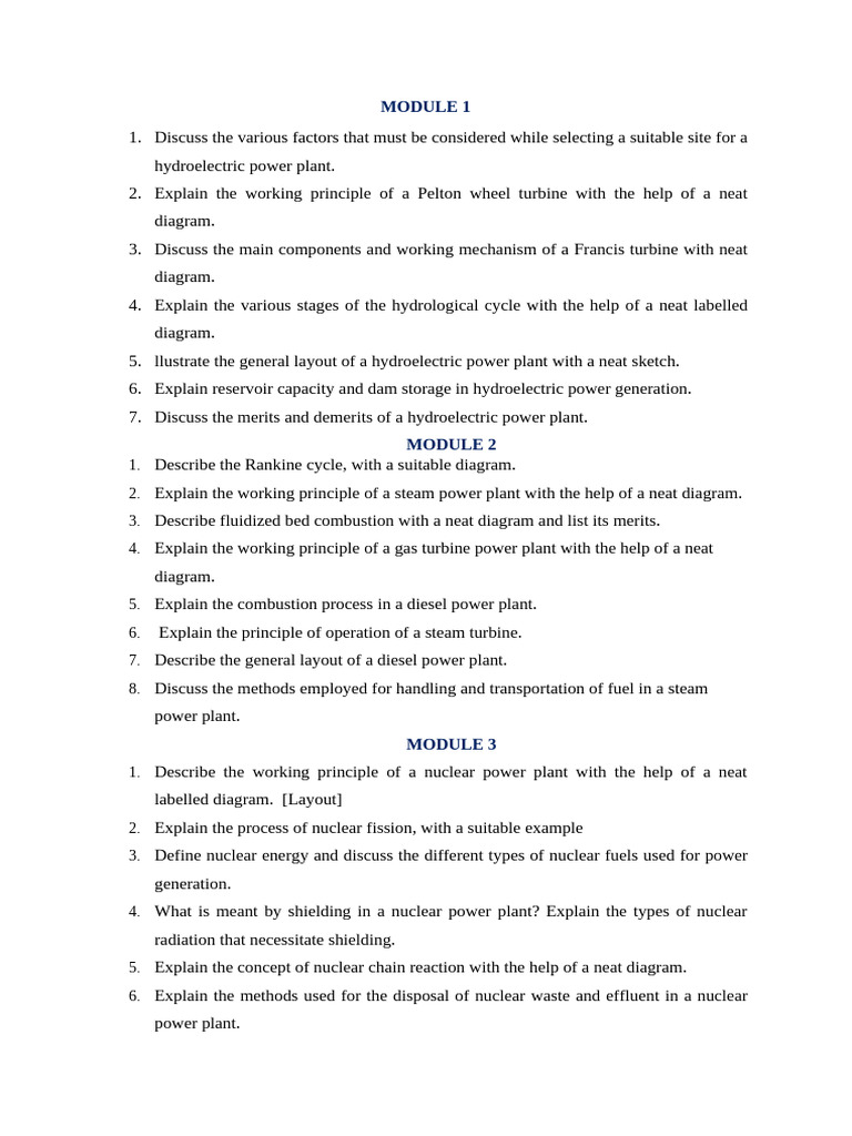 Model Question Bank For Reference | PDF | Power Station | Nuclear Power