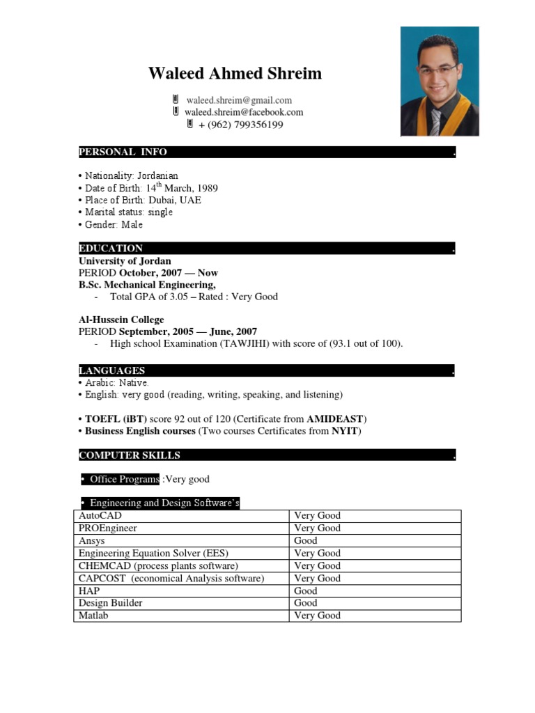 Waleed Ahmed Shreim - CV | PDF | Power Station | Mechanical Engineering