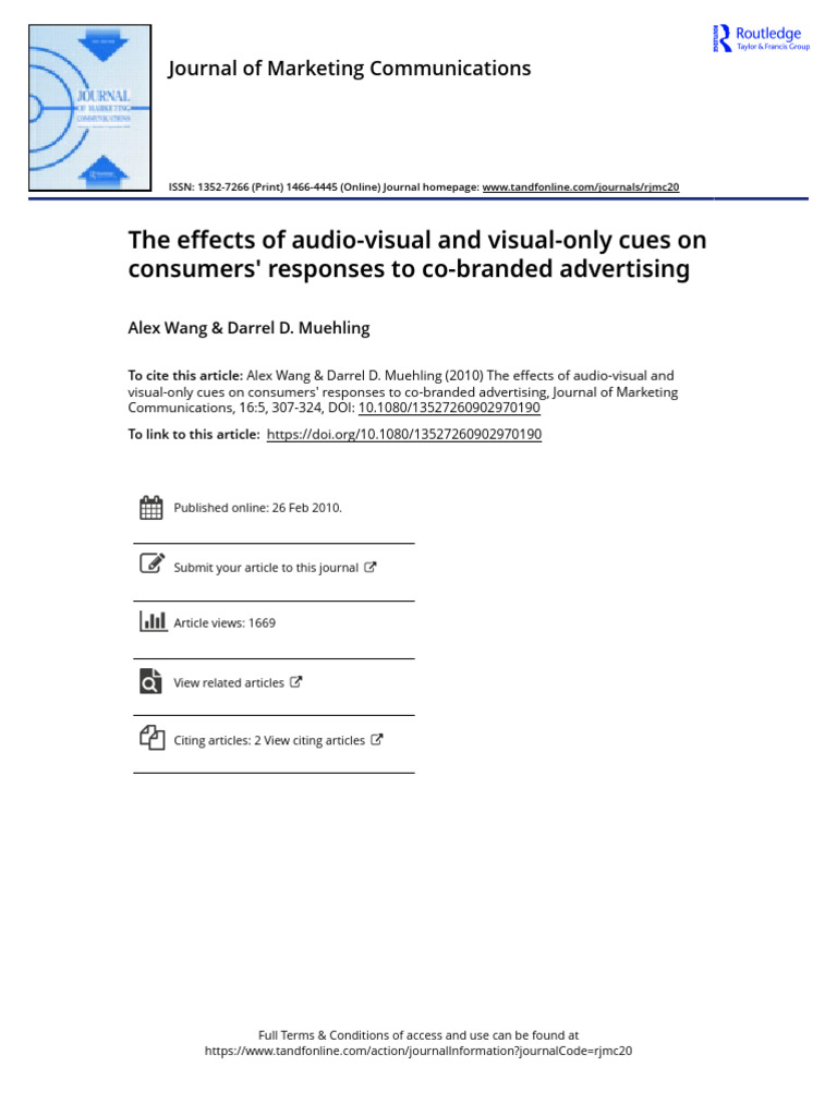 The Effects of Audio-Visual and Visual-Only Cues on Consumers Responses ...