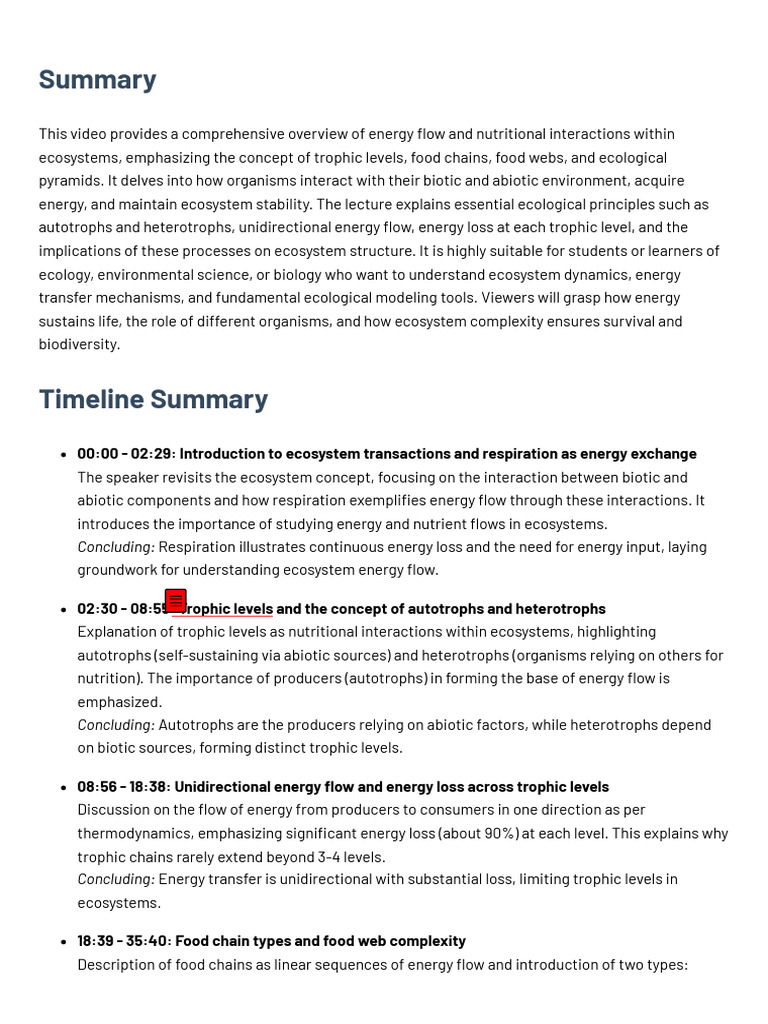 Lec 3 - Energy Flow Within the Ecosystem | PDF | Food Web | Ecosystem