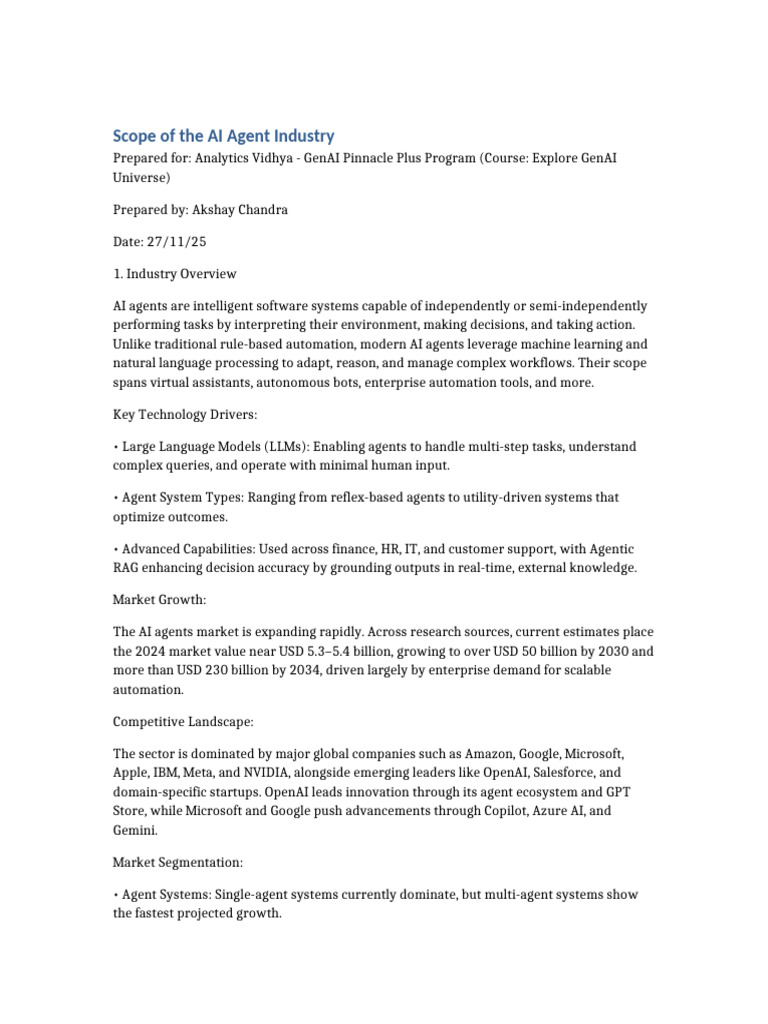 Rephrased AI Agent Scope Report | PDF | Artificial Intelligence ...