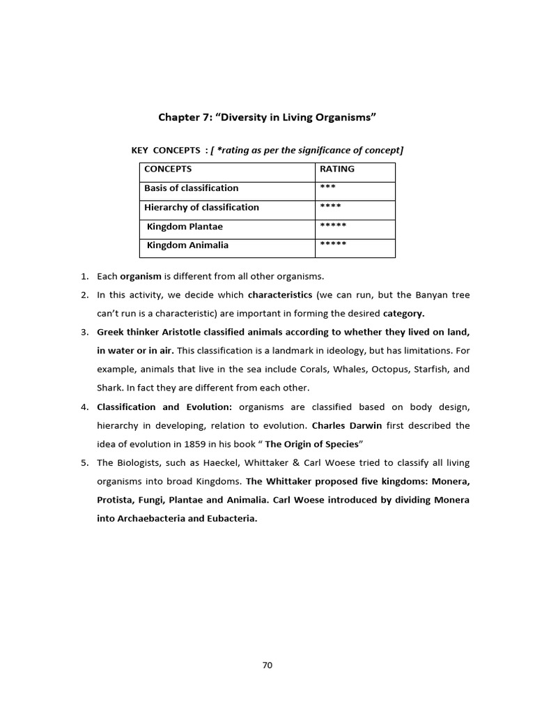 09 Science Notes Ch07 Diversity in Living Organisms-1 | PDF | Organisms ...