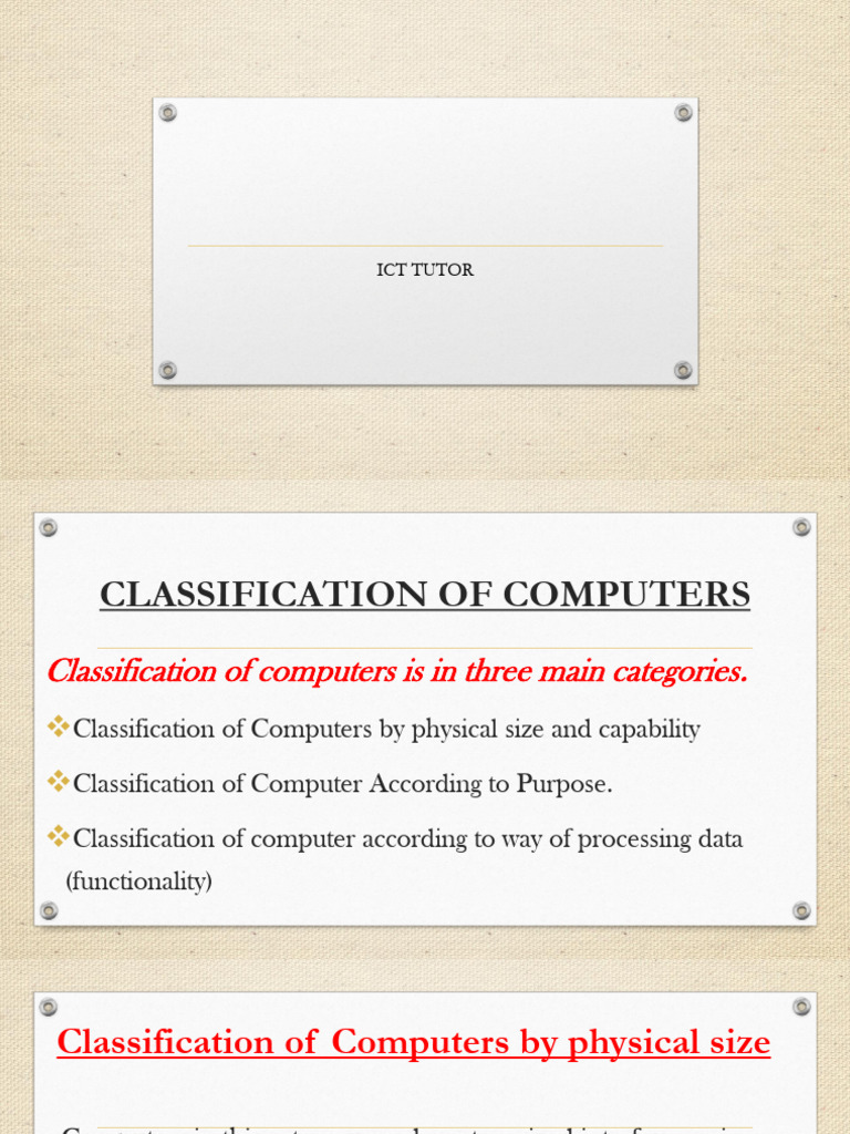 Classification of Computers | PDF | Microcomputers | Personal Computers