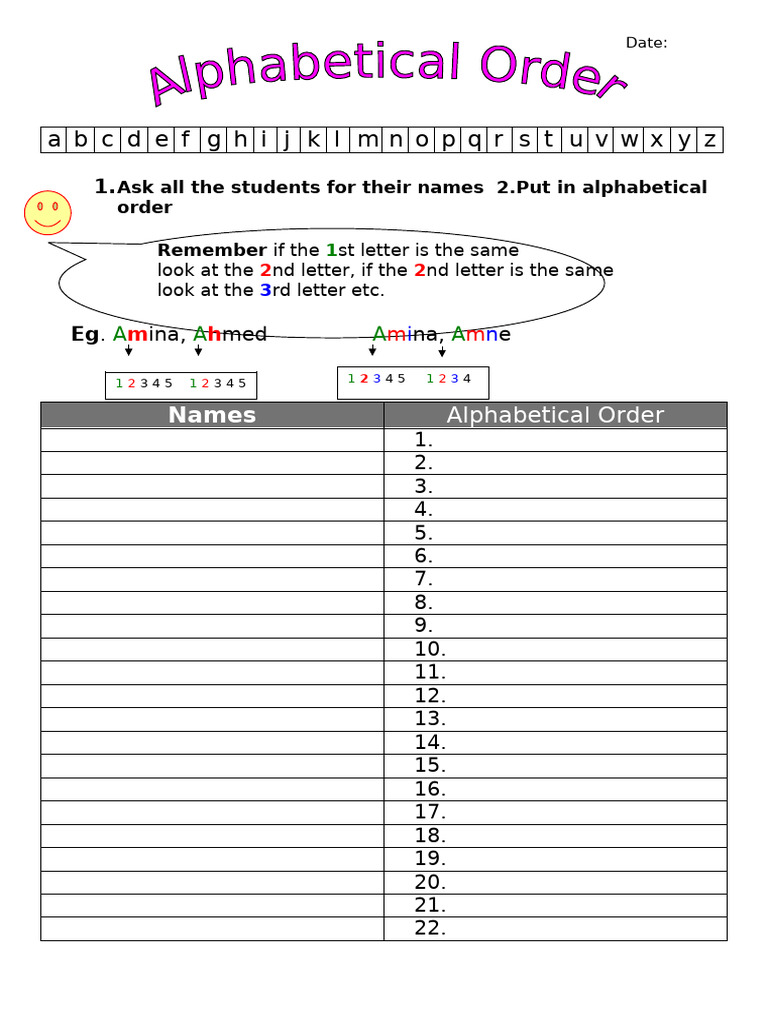 Alphabetical Order Activity | PDF