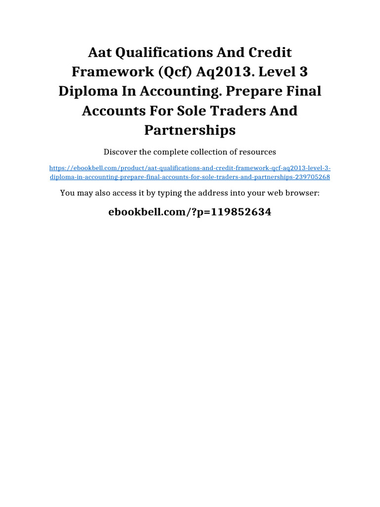 Aat Qualifications and Credit Framework (QCF) Aq2013. Level 3 Diploma ...