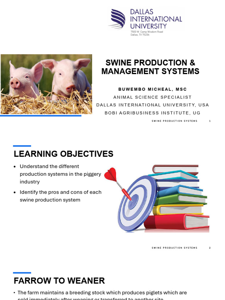 Lesson 1 Swine Production & MGT Systems | PDF | Pig