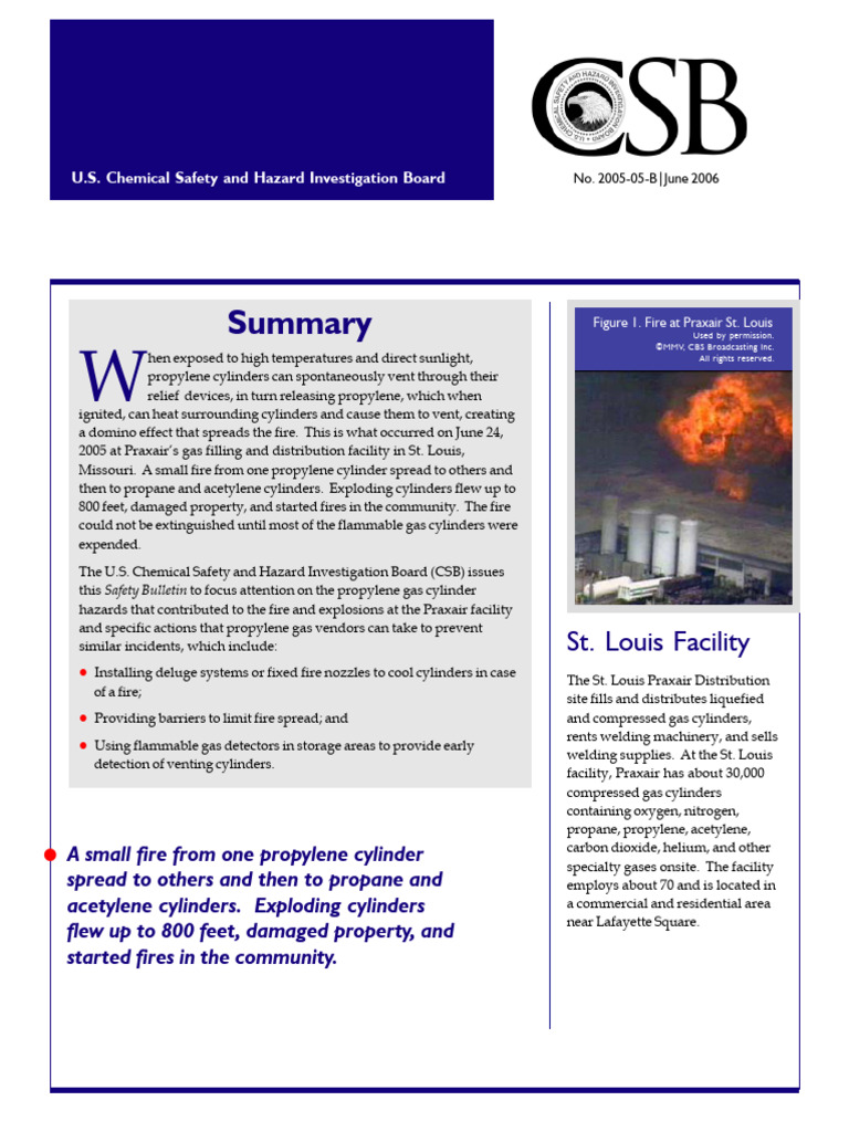 CSB Praxair Safety Bulletin | PDF | Liquefied Petroleum Gas | Propane