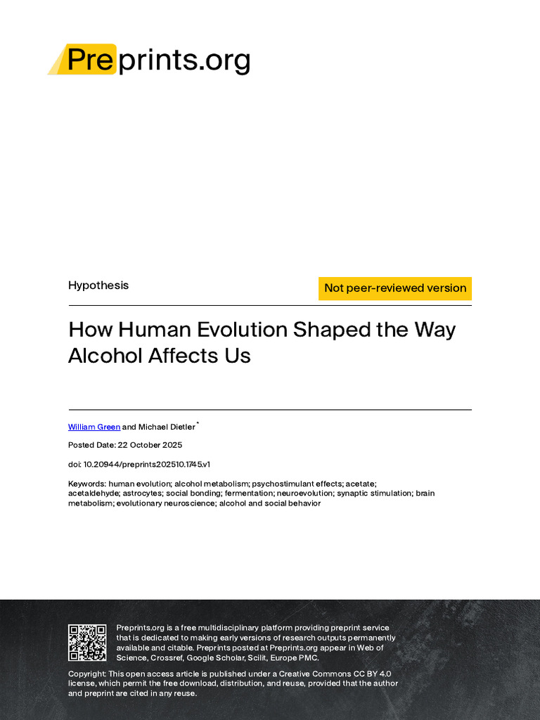 How Human Evolution Shaped The Way Alcohol Affects Us | PDF | Astrocyte ...