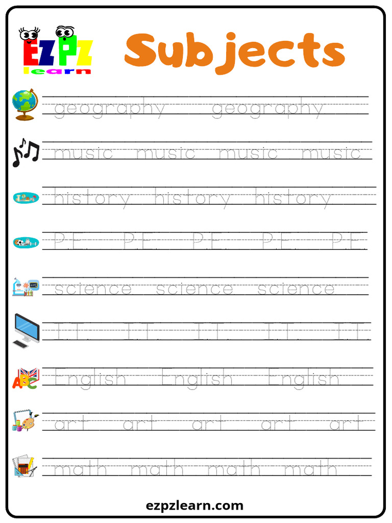 Subjects Tracing Letter 2 | PDF