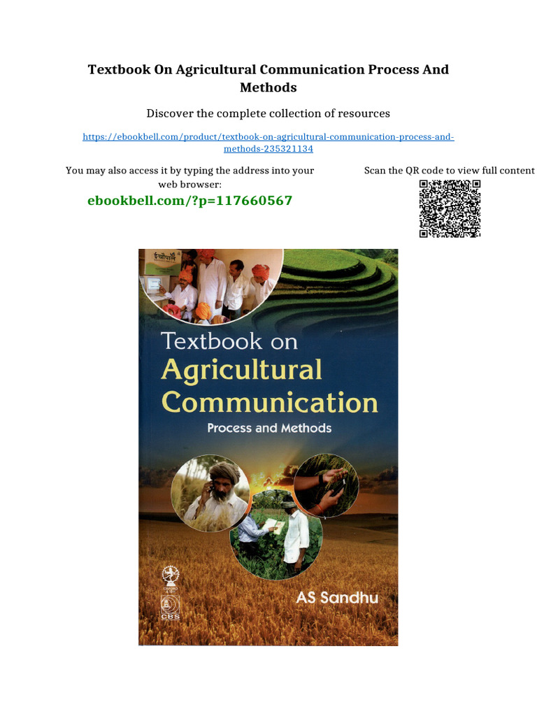 Textbook On Agricultural Communication Process and Methods Ready To ...