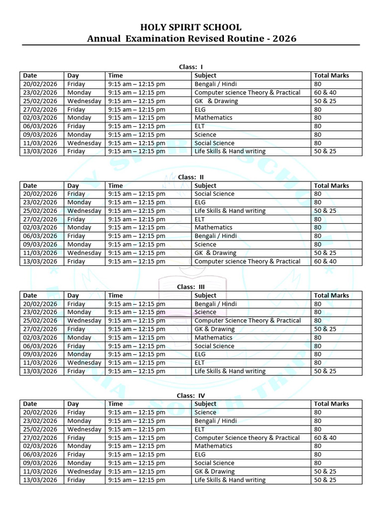 Annual Exam Revised Routine - 26 | PDF | Science