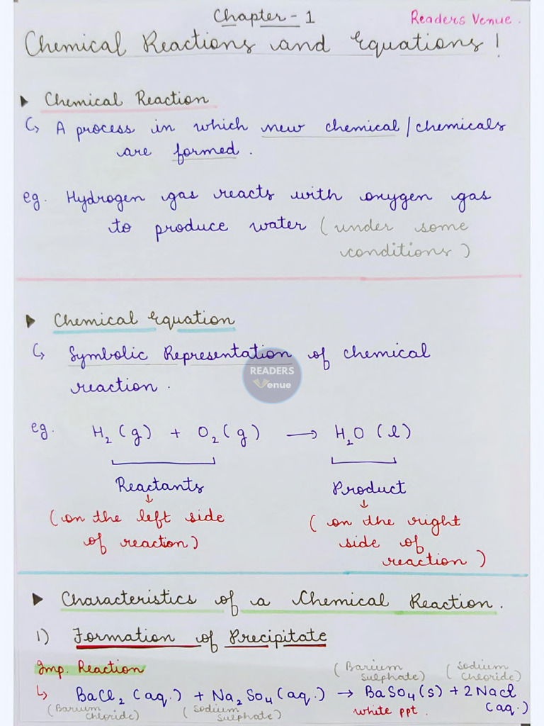 Chemical Reactions and Equations Notes Readers Venue_compressed | PDF