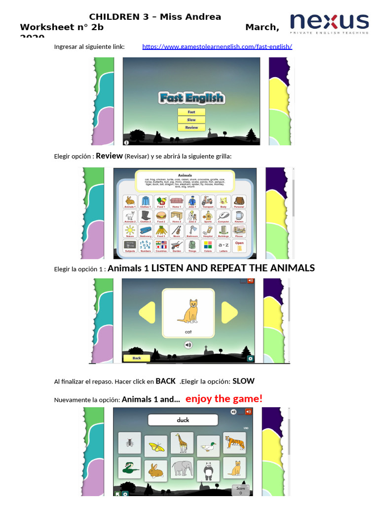 Children 3 - Worksheet 2b - Miss Andrea | PDF