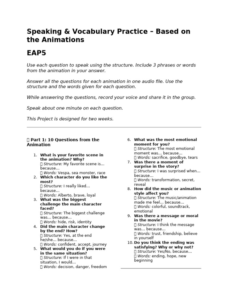 EAP 5 Animation Project | PDF