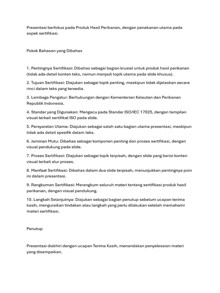 Presentasi Berfokus Pada Produk Hasil Perikanan | PDF