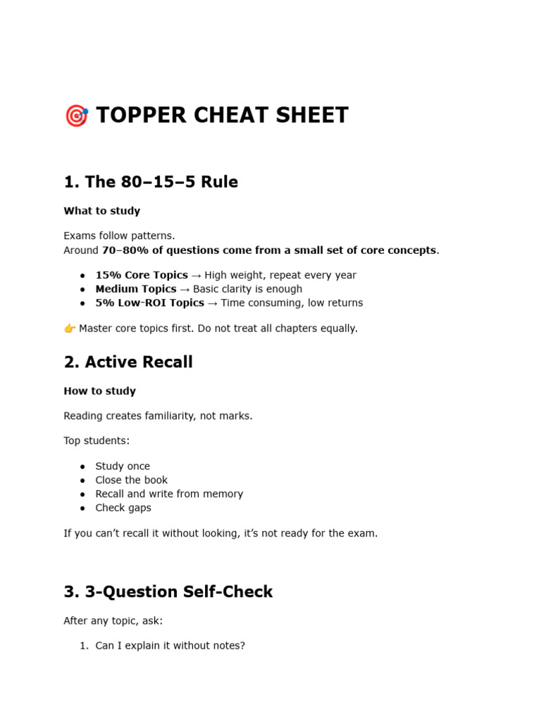 Bonus Cheat Sheet For Exams | PDF