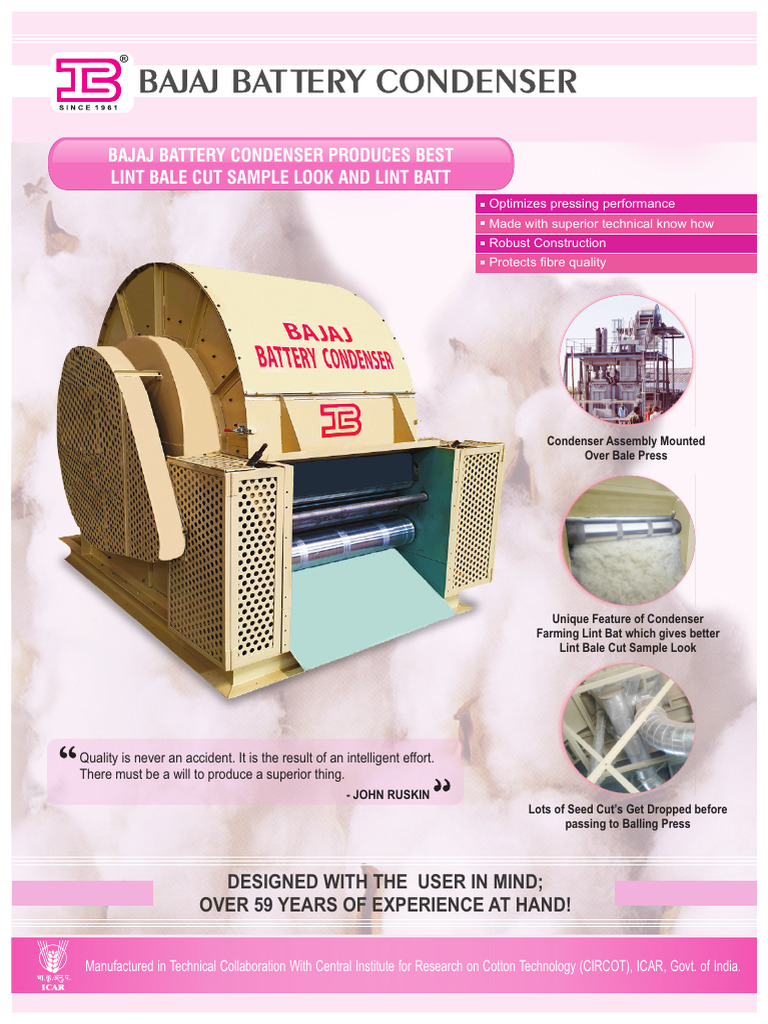 Bajaj Continental Battery Condenser | PDF | Fax | Cotton