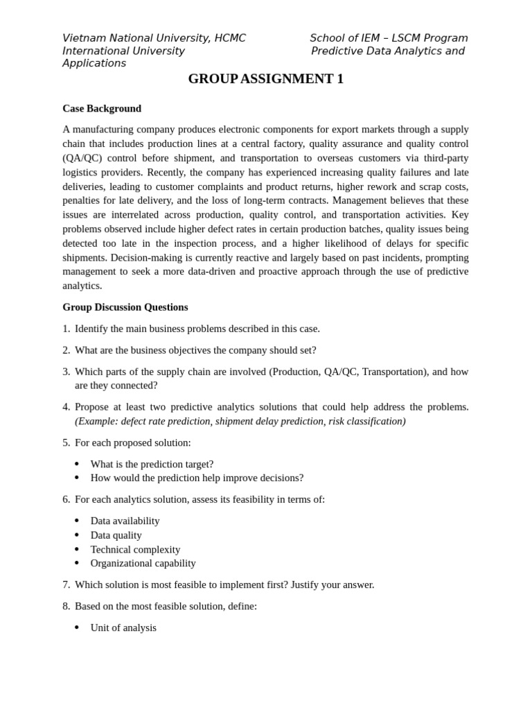 2526 PDA Group Assignment 1 | PDF | Quality Assurance | Analytics