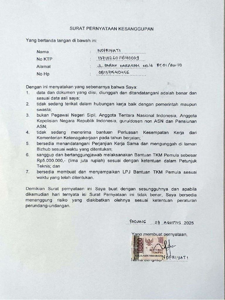 Surat Peryataan | PDF