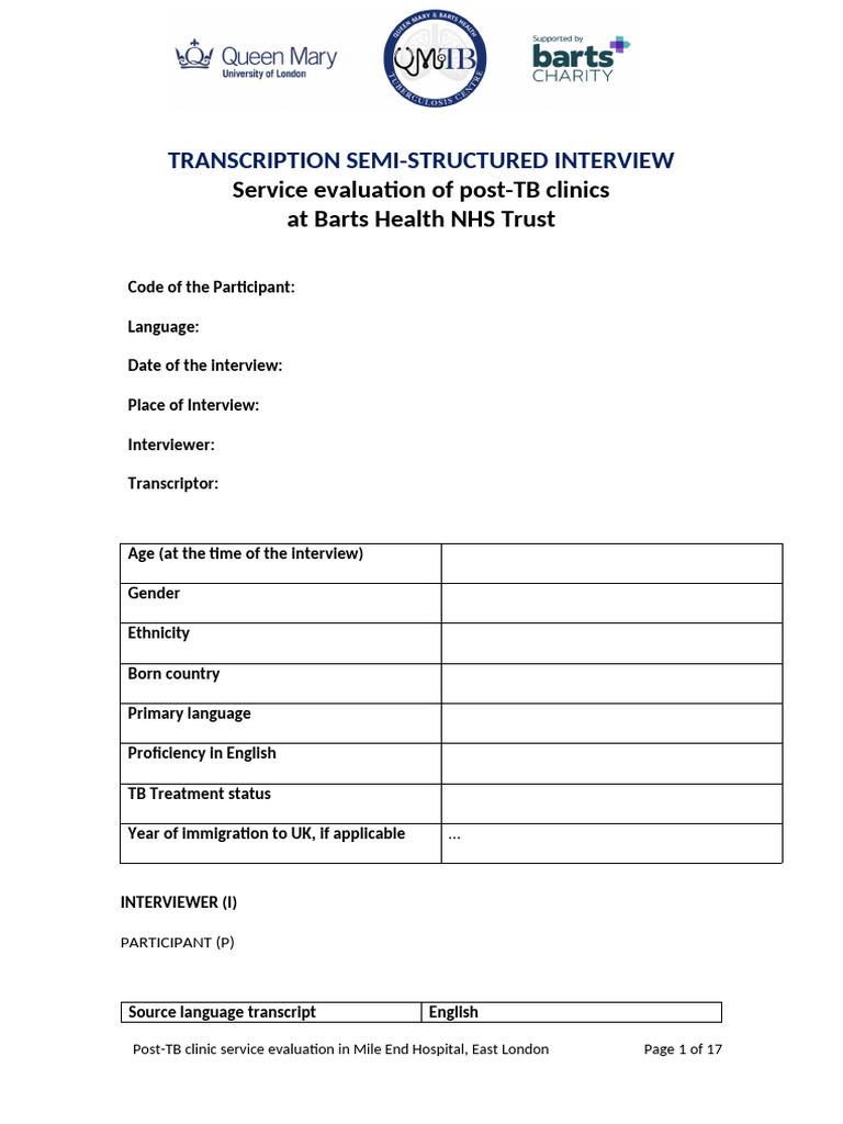 Template Transcription Semi-Structured Interview | PDF | Medicine ...