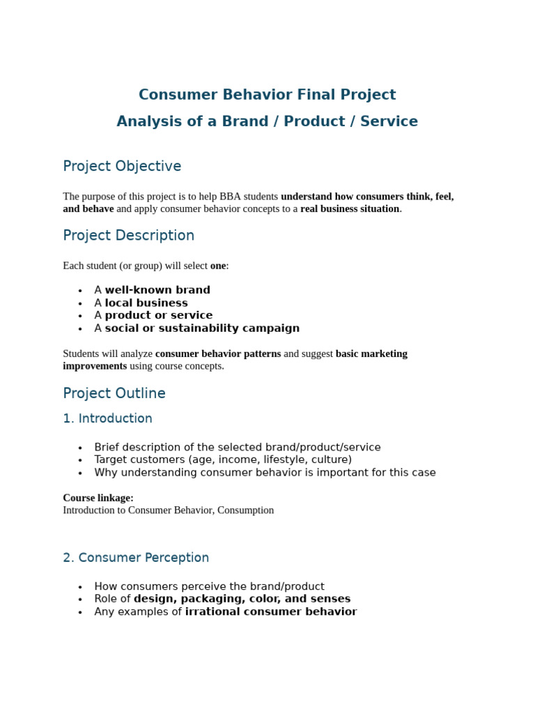 Final Project Outline C B | PDF | Consumer Behaviour | Brand