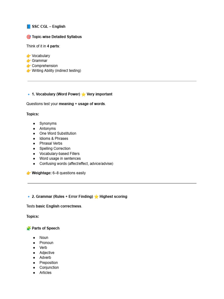? SSC CGL - English | PDF | English Language | Verb