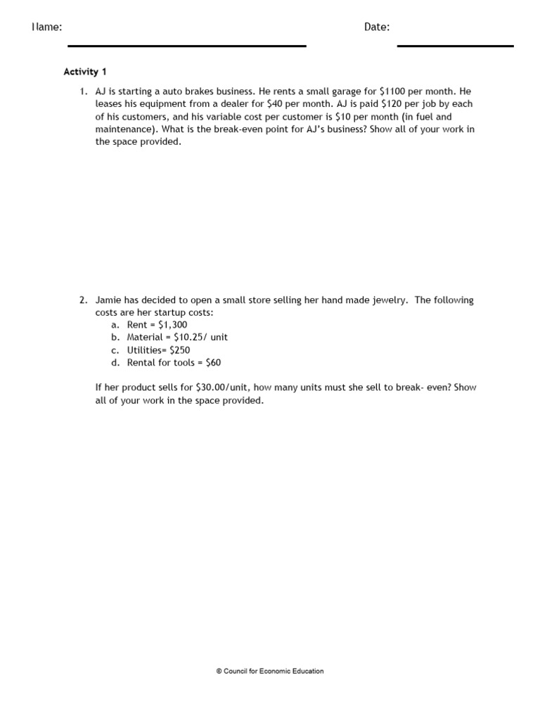 Break-even Practice 3 | PDF