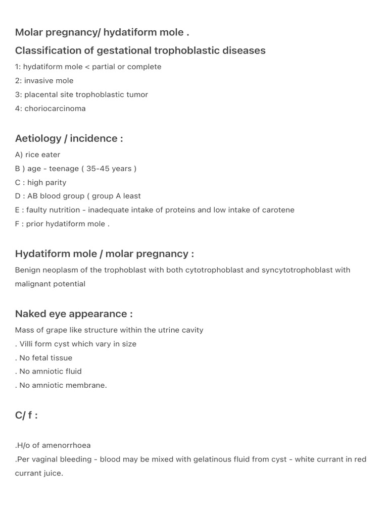 Molar Pregnancy/ Hydatiform Mole . | PDF | Sexual Anatomy | Health Sciences
