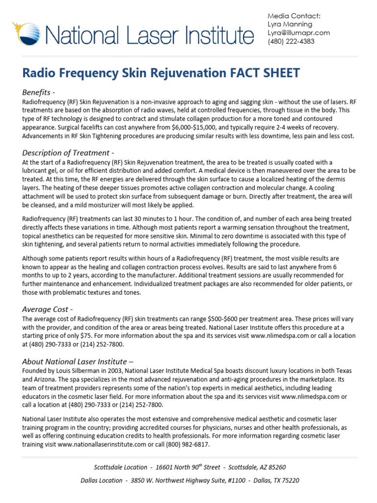Radio Frequency Skin Rejuvenation - Fact Sheet | PDF | Skin | Topical ...