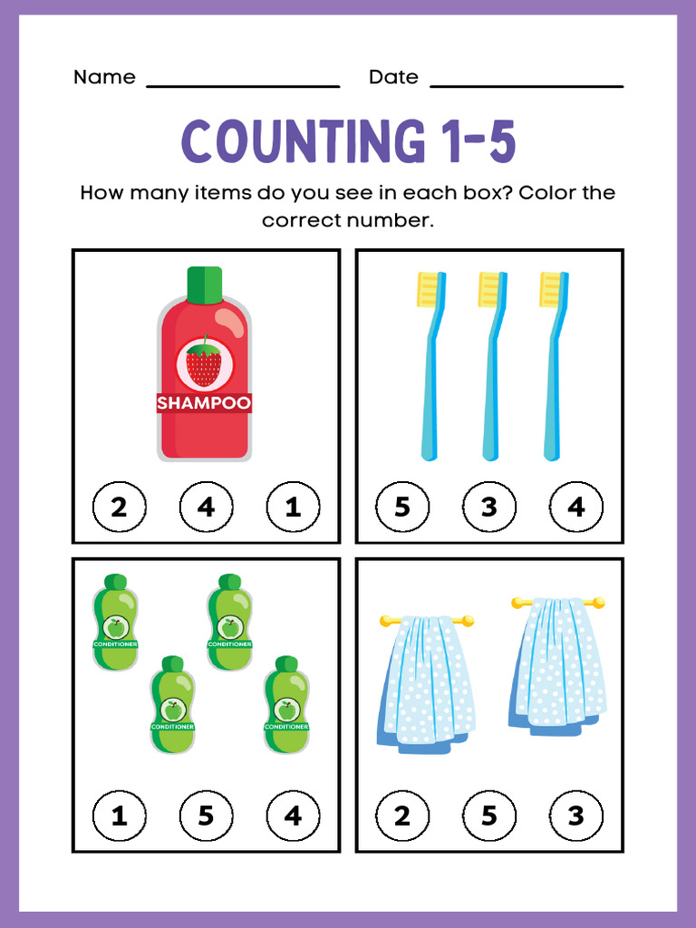 Counting 1-5 Worksheet | PDF