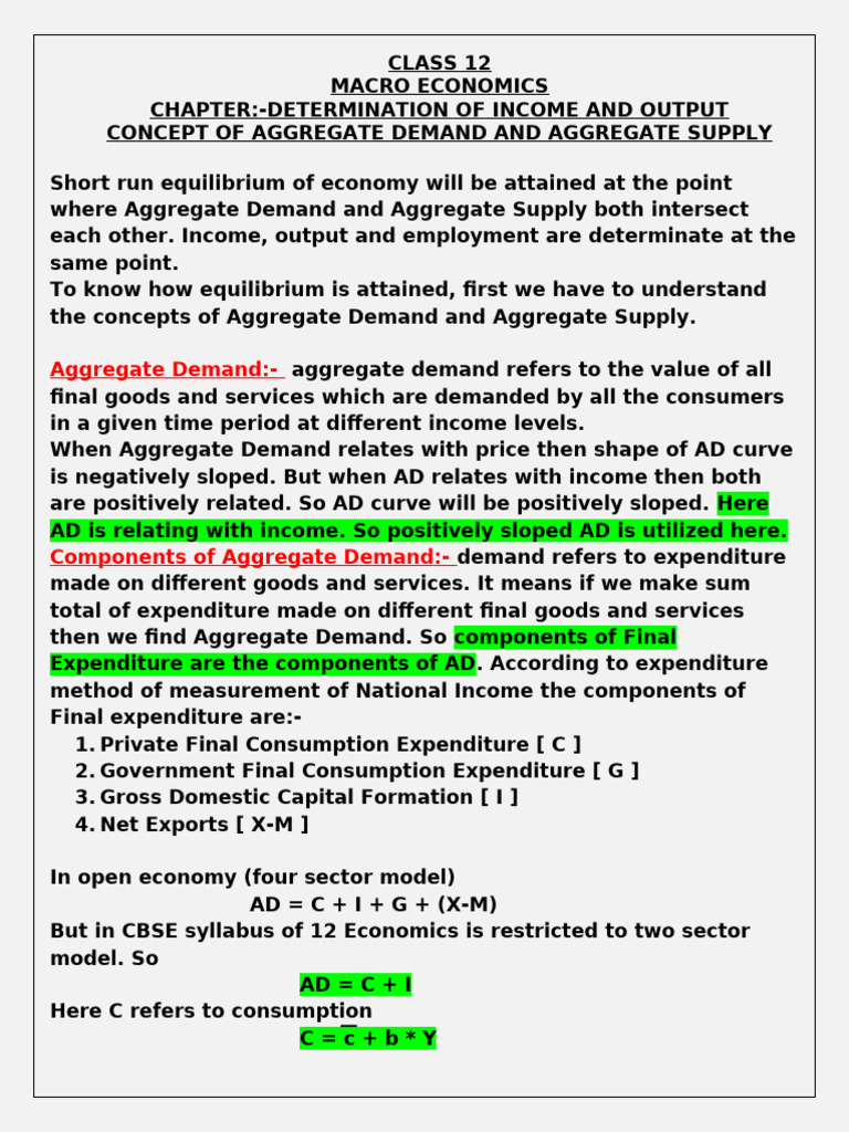 Concept of Aggregate Demand and Aggregate Supply | PDF | Aggregate ...