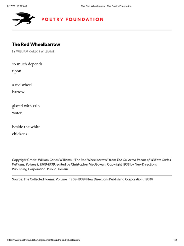 The Red Wheelbarrow - The Poetry Foundation | PDF