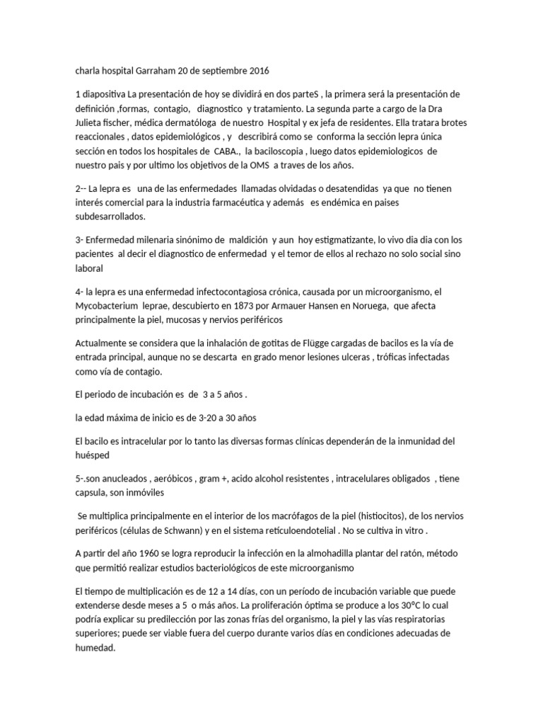 charla de lepra htal Garraham 1 | PDF | Lepra | Nervio