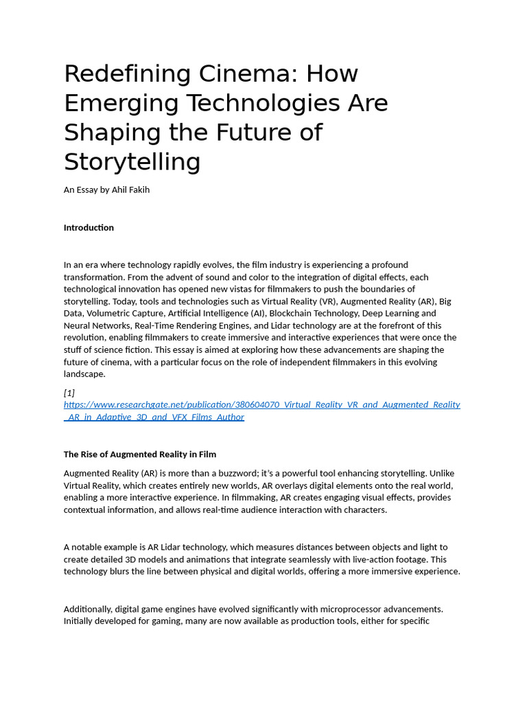 The Intersection of Film and Technology Final | PDF | Augmented Reality ...