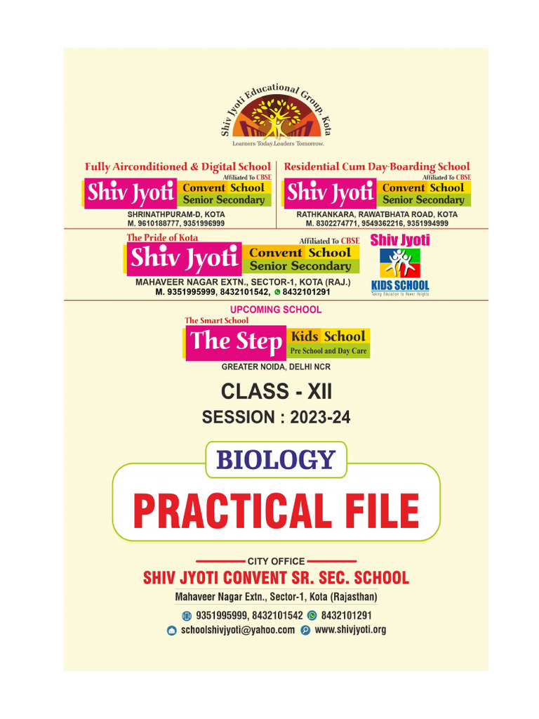 Class 12 Biology Practical File 2023-24 | PDF | Meiosis | Chromosome