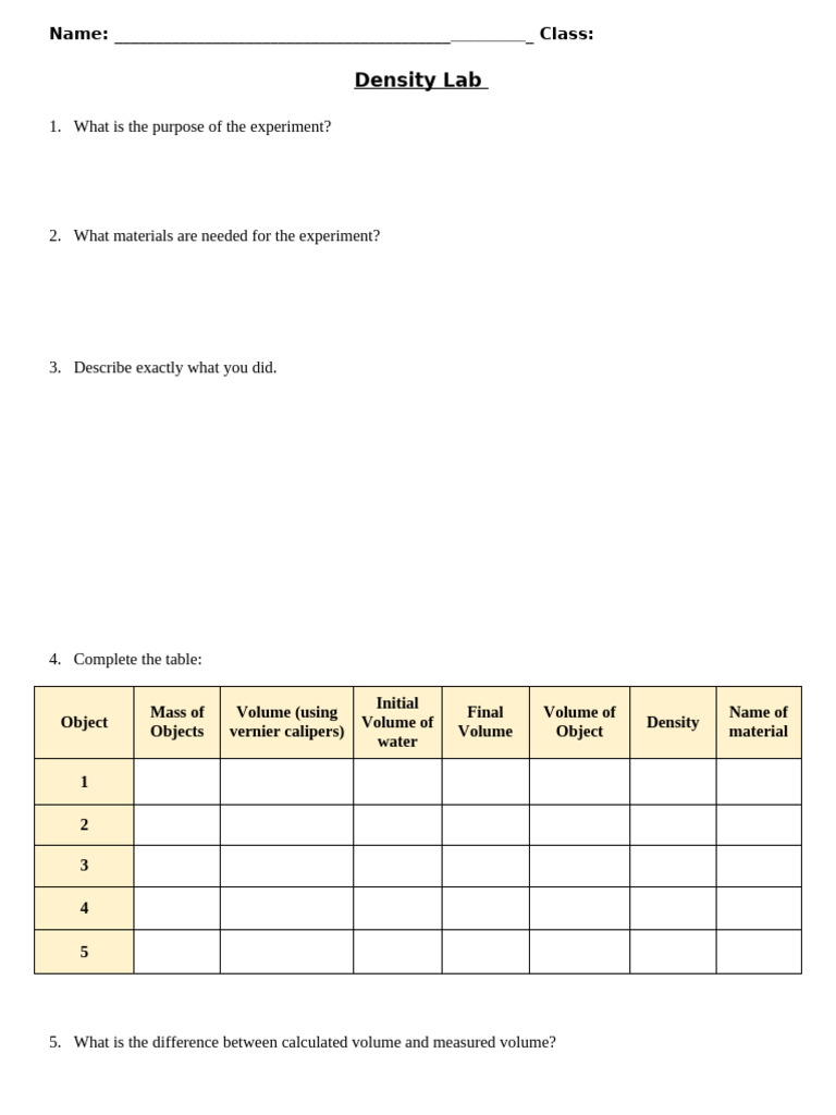 Density Lab | PDF