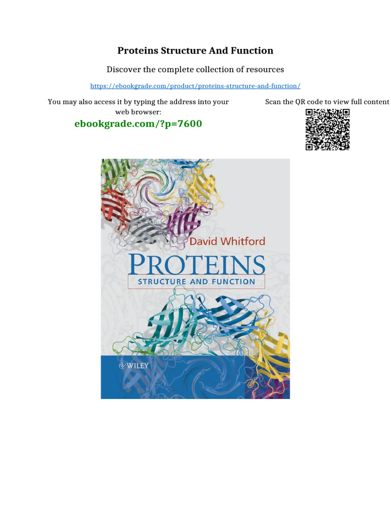 Proteins Structure and Function Full Chapters Included | PDF ...