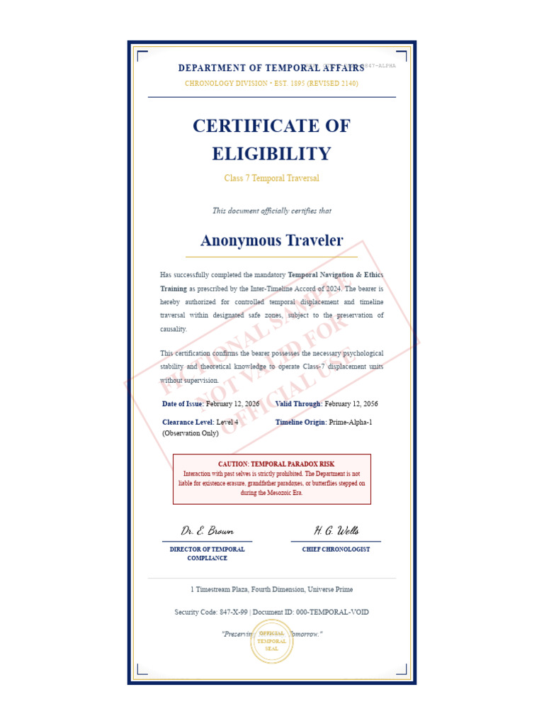 Sample Valid For Official USE: Certificate of Eligibility | PDF