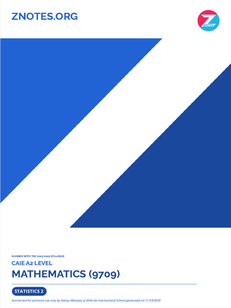 CAIE-A2 Level-Mathematics - Statistics 2 | PDF | Variance | Probability ...