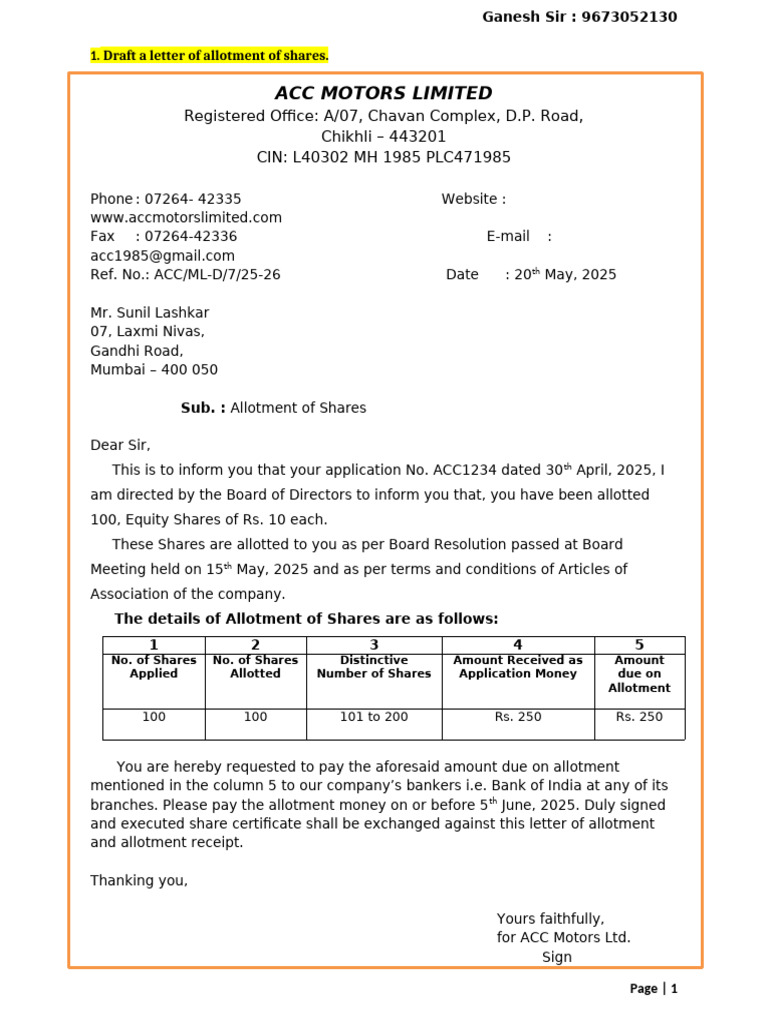 S.P. IMP LETTERS | PDF | Dividend | Bonds (Finance)