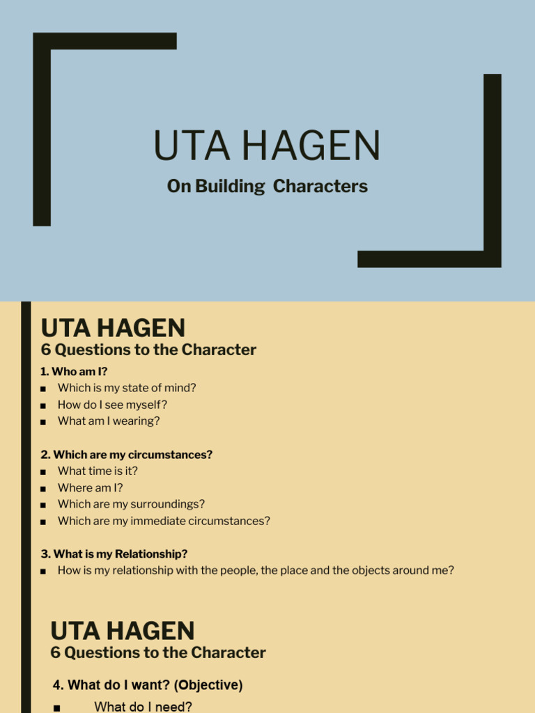 Uta Hagen and Susan Batson on Creating Charachters.pptx | PDF ...