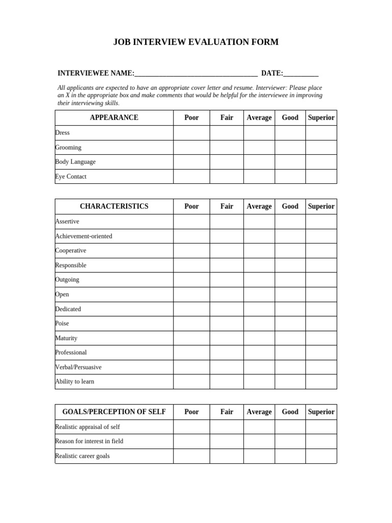 Job Interview Evaluation | PDF