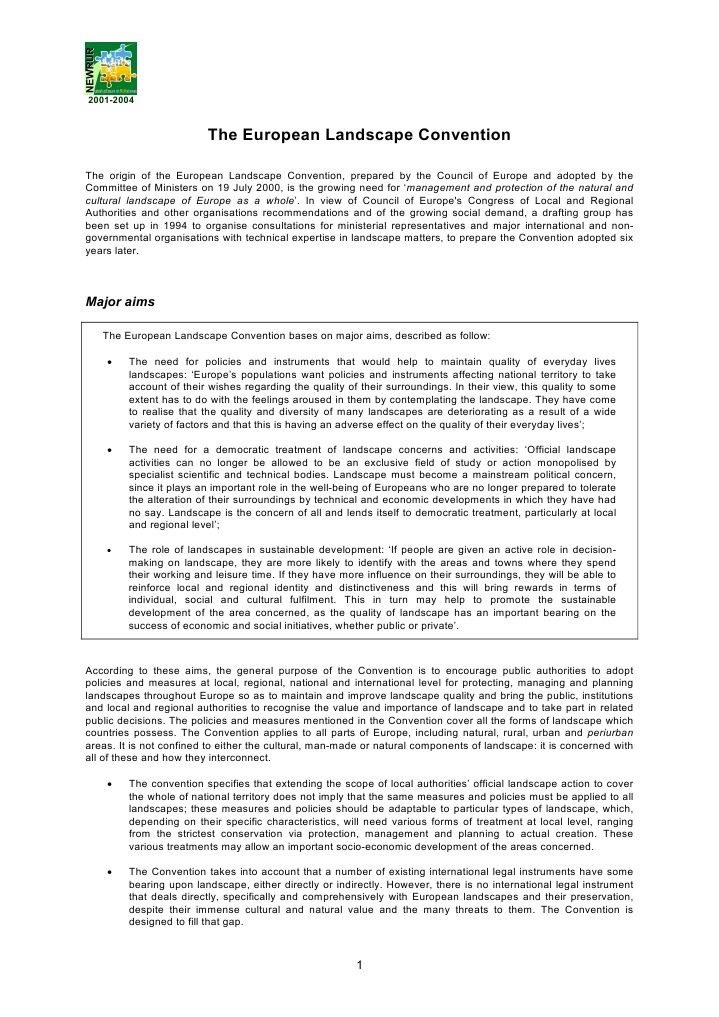 European Landscape Convention (2000) | PDF | Landscape | Sustainable ...