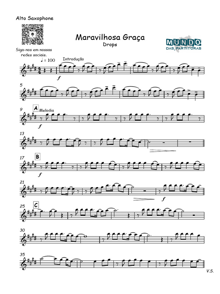 Maravilhosa Graça - DROPS - Metais - Alto Saxophone | PDF