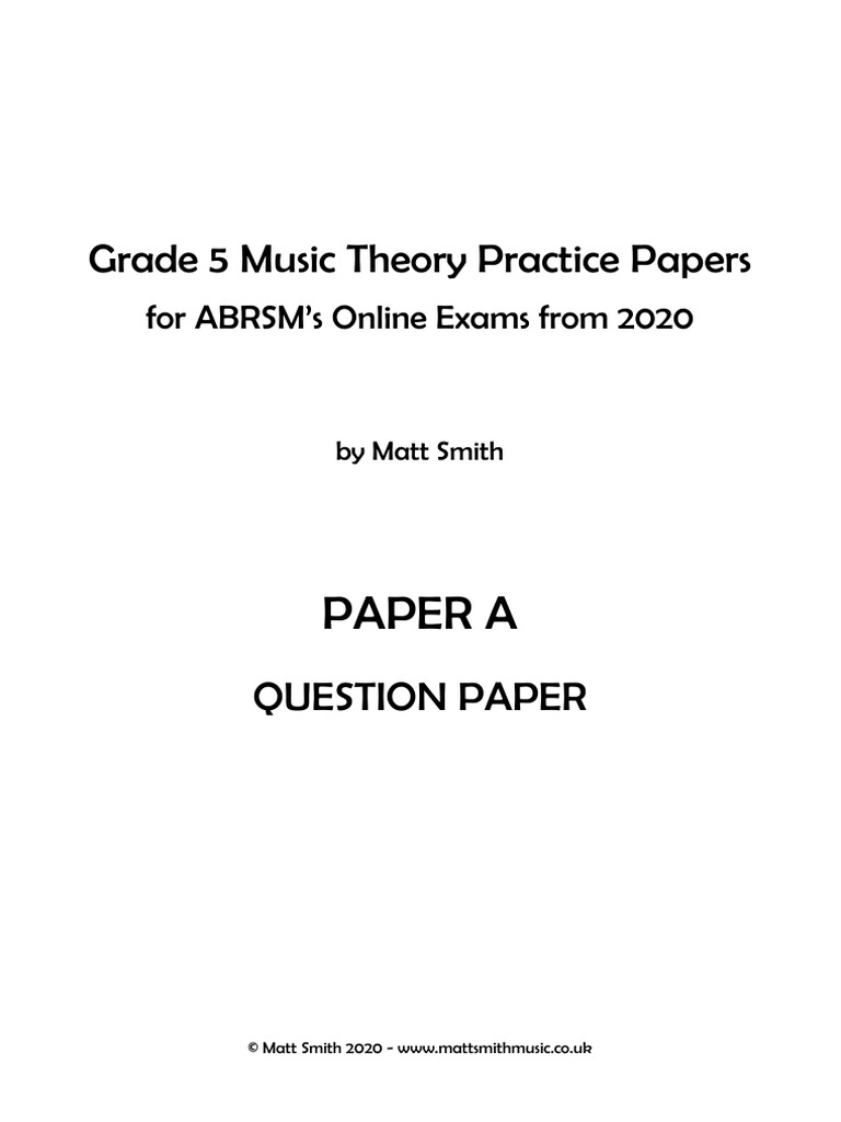Anya Grade 5 Music Theory Practice Papers A-F by Matt Smith - Question ...